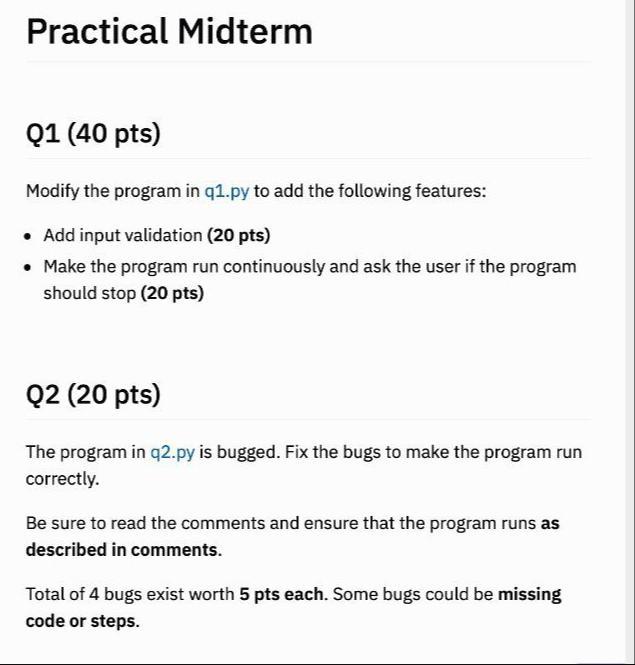 Solved Practical Midterm Q1 (40 pts) Modify the program in | Chegg.com
