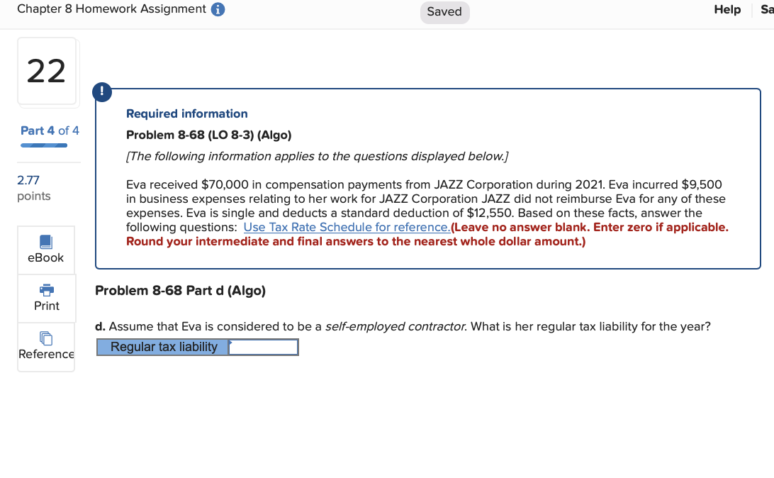 Solved Chapter 8 Homework Assignment i Saved Help Sa 19 Part | Chegg.com
