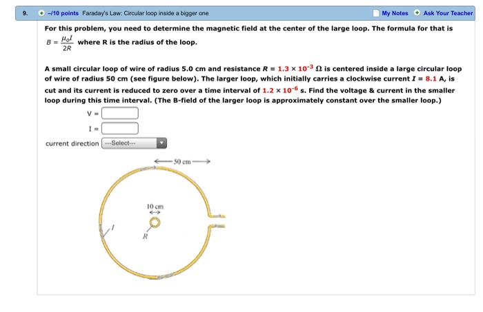 Solved /10 points Faraday's Law. Circular loop inside a | Chegg.com