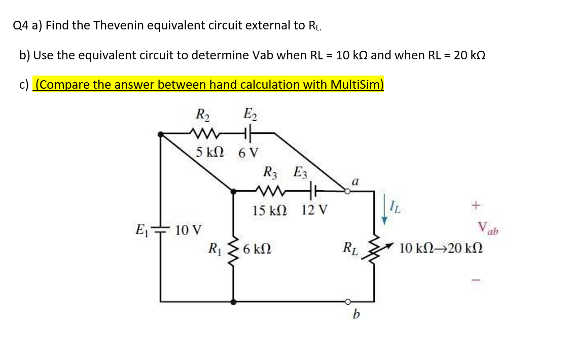 Solved Q4 a) Find the Thevenin equivalent circuit external | Chegg.com