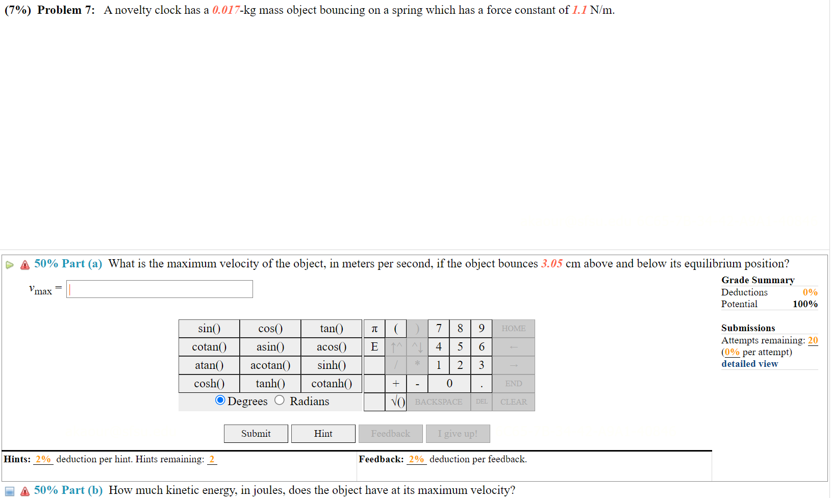 Solved \begin{tabular}{llll} \hline Hints: & deduction per | Chegg.com