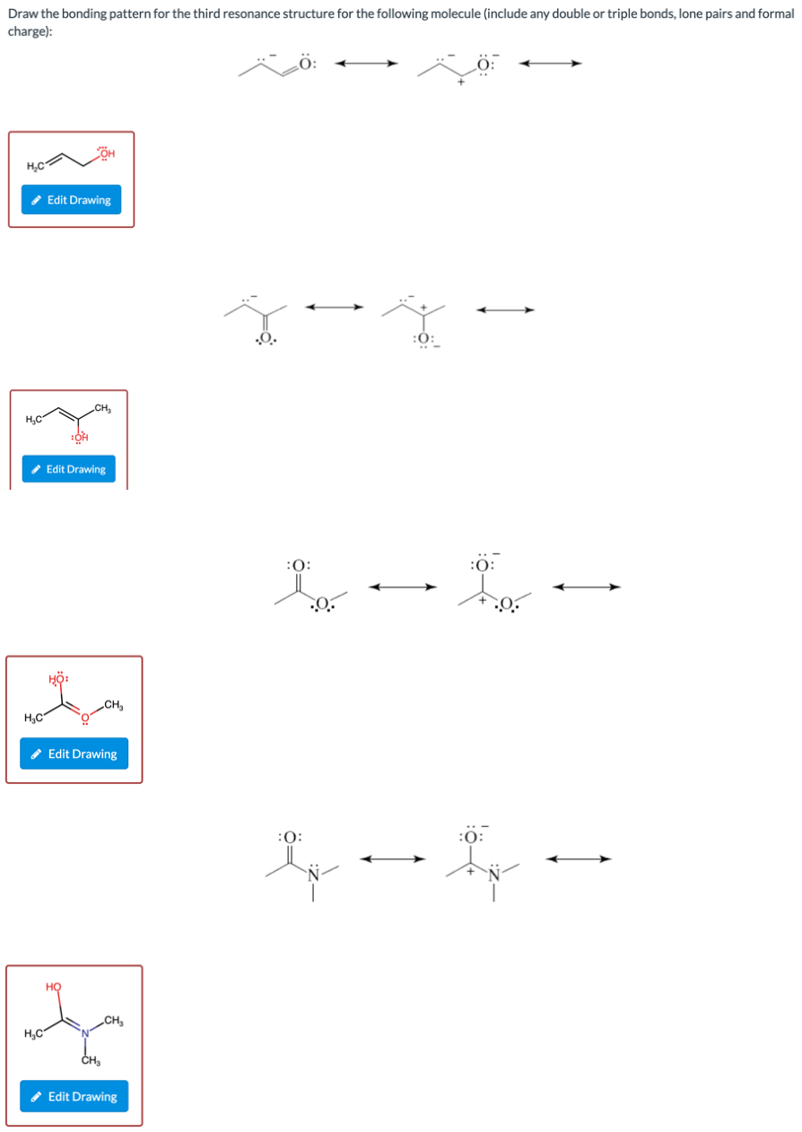 Solved Draw the bonding pattern for the third resonance | Chegg.com