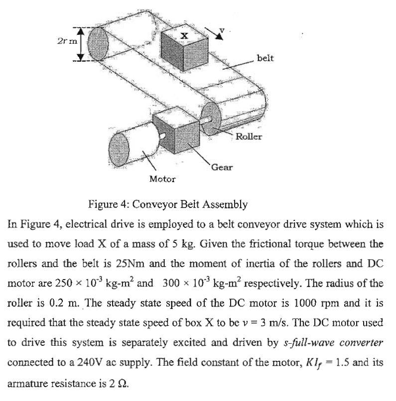 Solved X 2rm belt Roller Gear Motor Figure 4: Conveyor Belt | Chegg.com