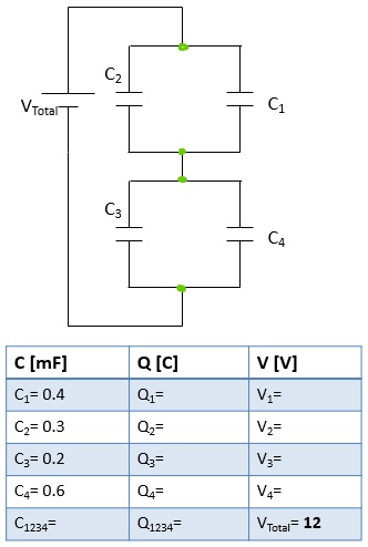 Solved Find the Capacitance (C), Voltage (V) and Charge (Q) | Chegg.com