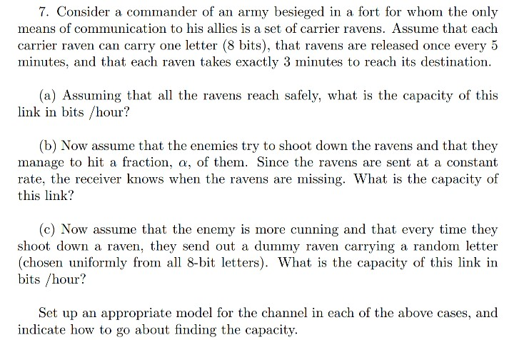 Solved 7. Consider a commander of an army besieged in a fort | Chegg.com