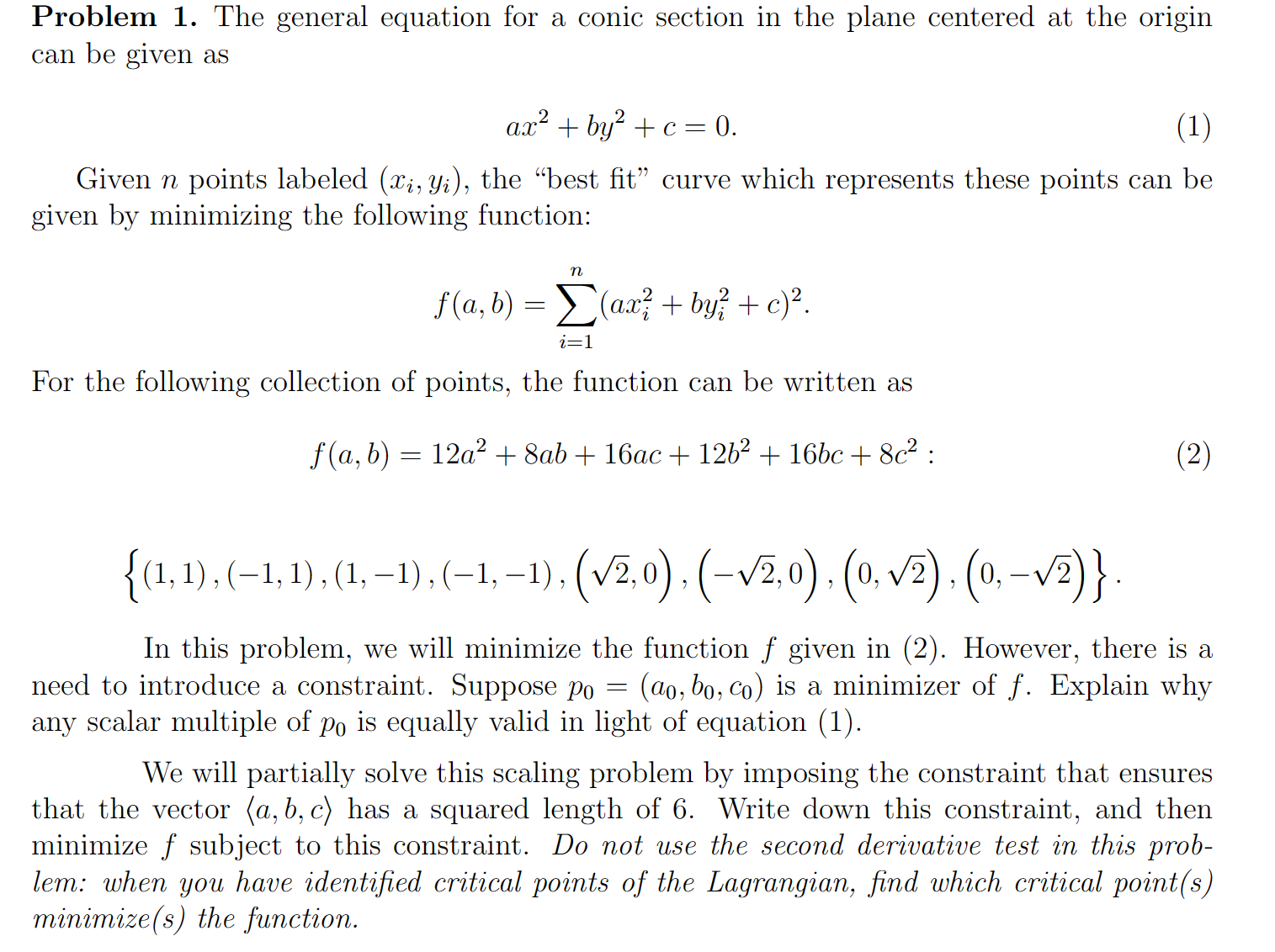 Solved Problem 1. The general equation for a conic section | Chegg.com