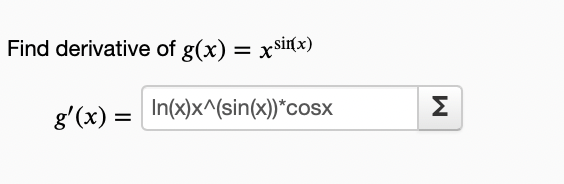 Solved derivative of g(x)=xsin(x) g′(x)= | Chegg.com