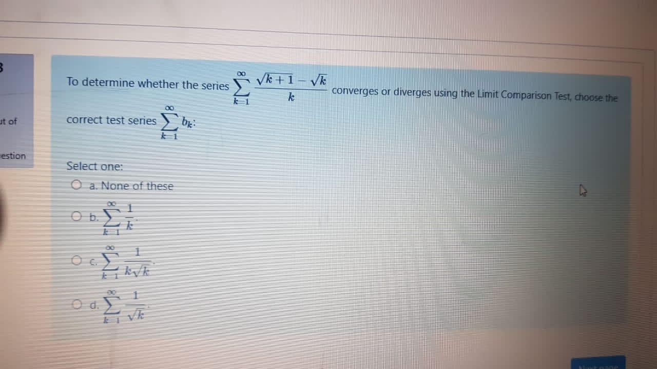 Solved 3 To determine whether the series Vk+1 - Vk k | Chegg.com