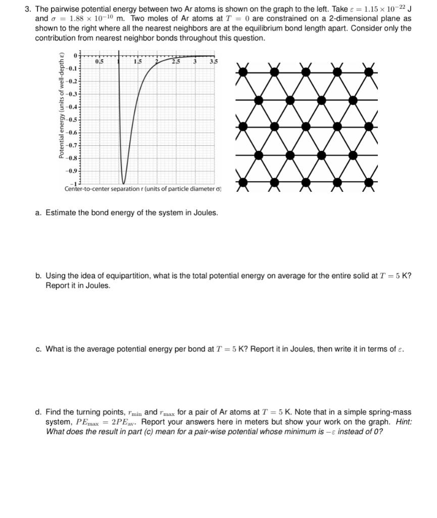3. The pairwise potential energy between two Ar atoms | Chegg.com