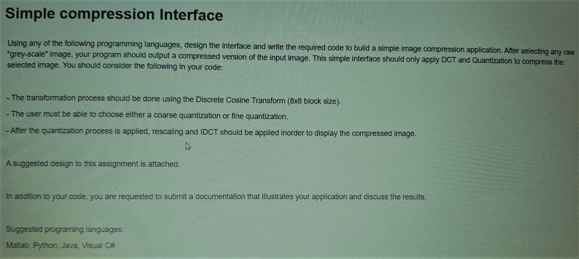 Solved Simple compression Interface Using any of the | Chegg.com