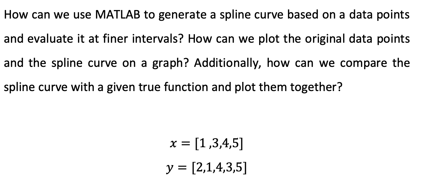 Solved How can we use MATLAB to generate a spline curve | Chegg.com