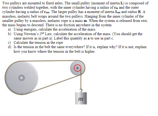Solved Two pulleys are mounted to fixed axles. The small | Chegg.com