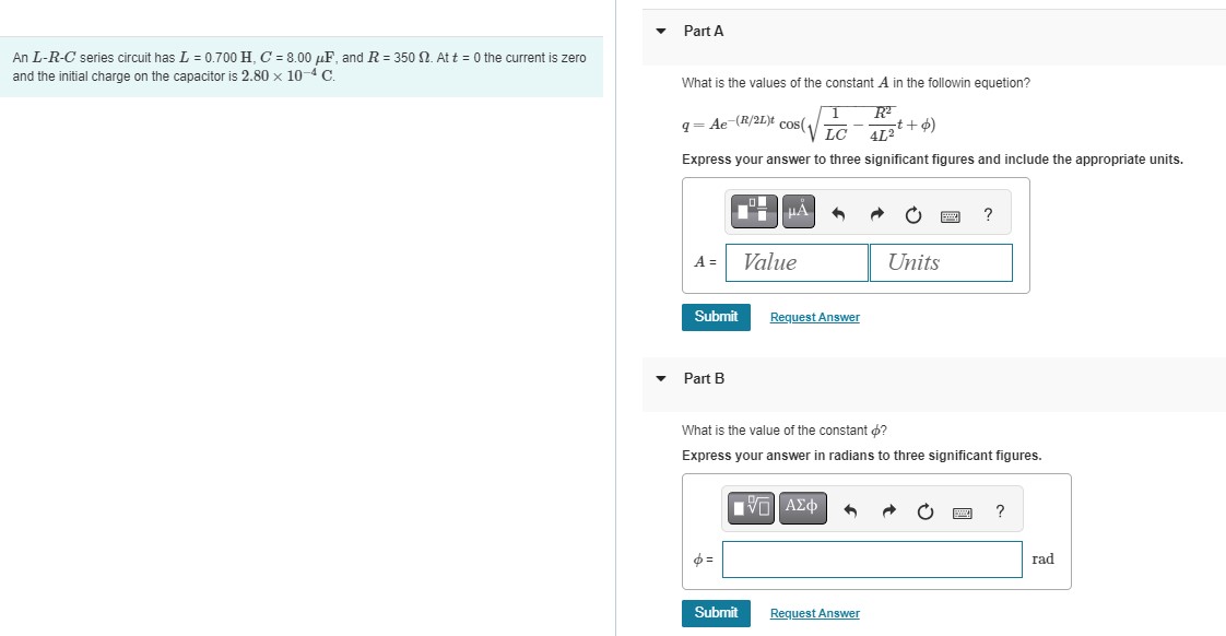 Solved An L - R - C series circuit has L=0.700H,C=8.00μF, | Chegg.com