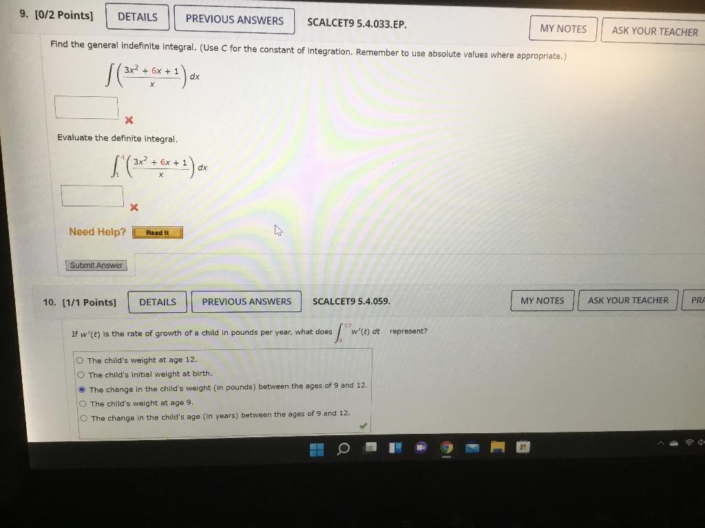 Solved 9. [0/2 Points] DETAILS PREVIOUS ANSWERS SCALCET9 | Chegg.com