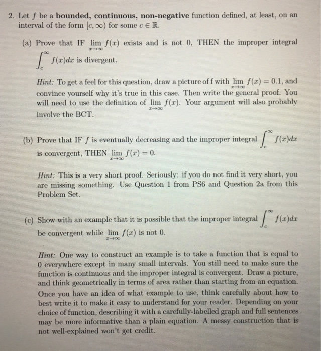 Solved 2. Let f be a bounded, continuous, non-negative | Chegg.com