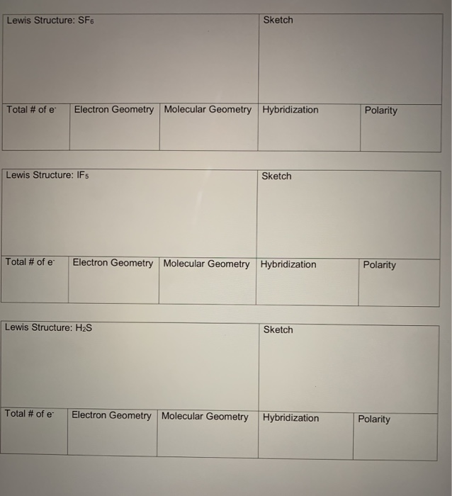 Solved Lewis Structure: SF6 Sketch Total # of e. Electron | Chegg.com