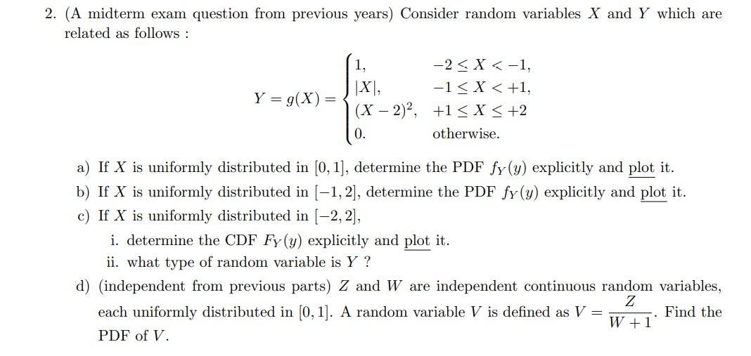 2. (A midterm exam question from previous years) | Chegg.com