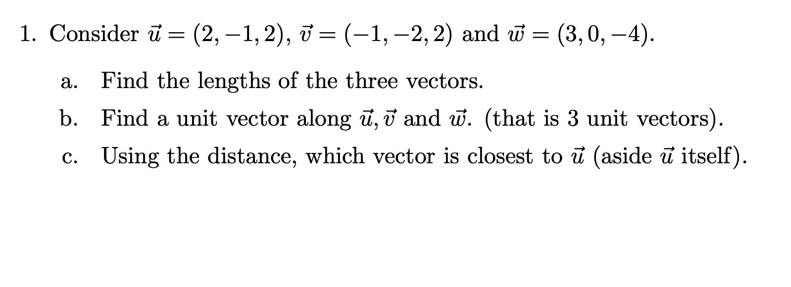 Solved Consider vec(u)=(2,-1,2),vec(v)=(-1,-2,2) ﻿and | Chegg.com