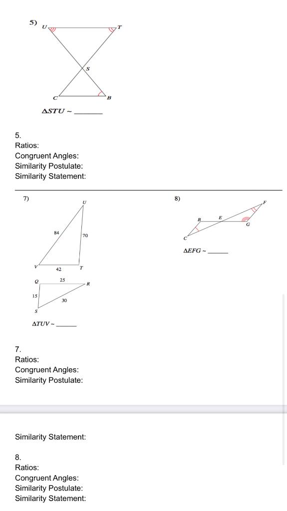 Solved Proving Triangles Similar Worksheet Examples: 9) 10) | Chegg.com