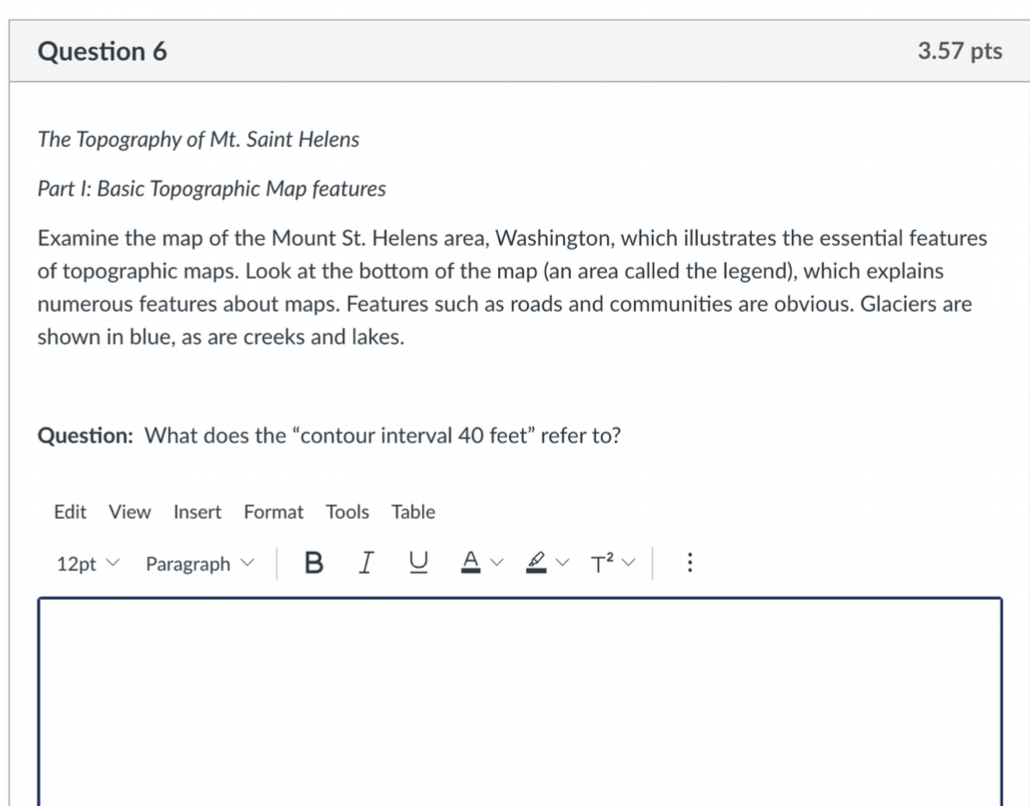 Solved Question 6 3.57 pts The Topography of Mt. Saint | Chegg.com