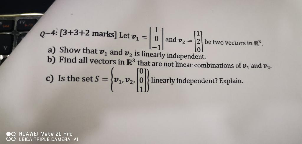Solved A Show That V1 And V2 Is Linearly Independent B