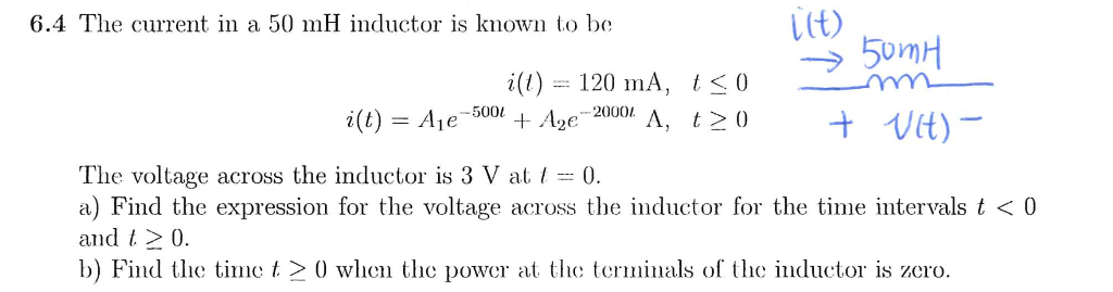 Solved 6.4 The current in a 50 mH inductor is known to be | Chegg.com