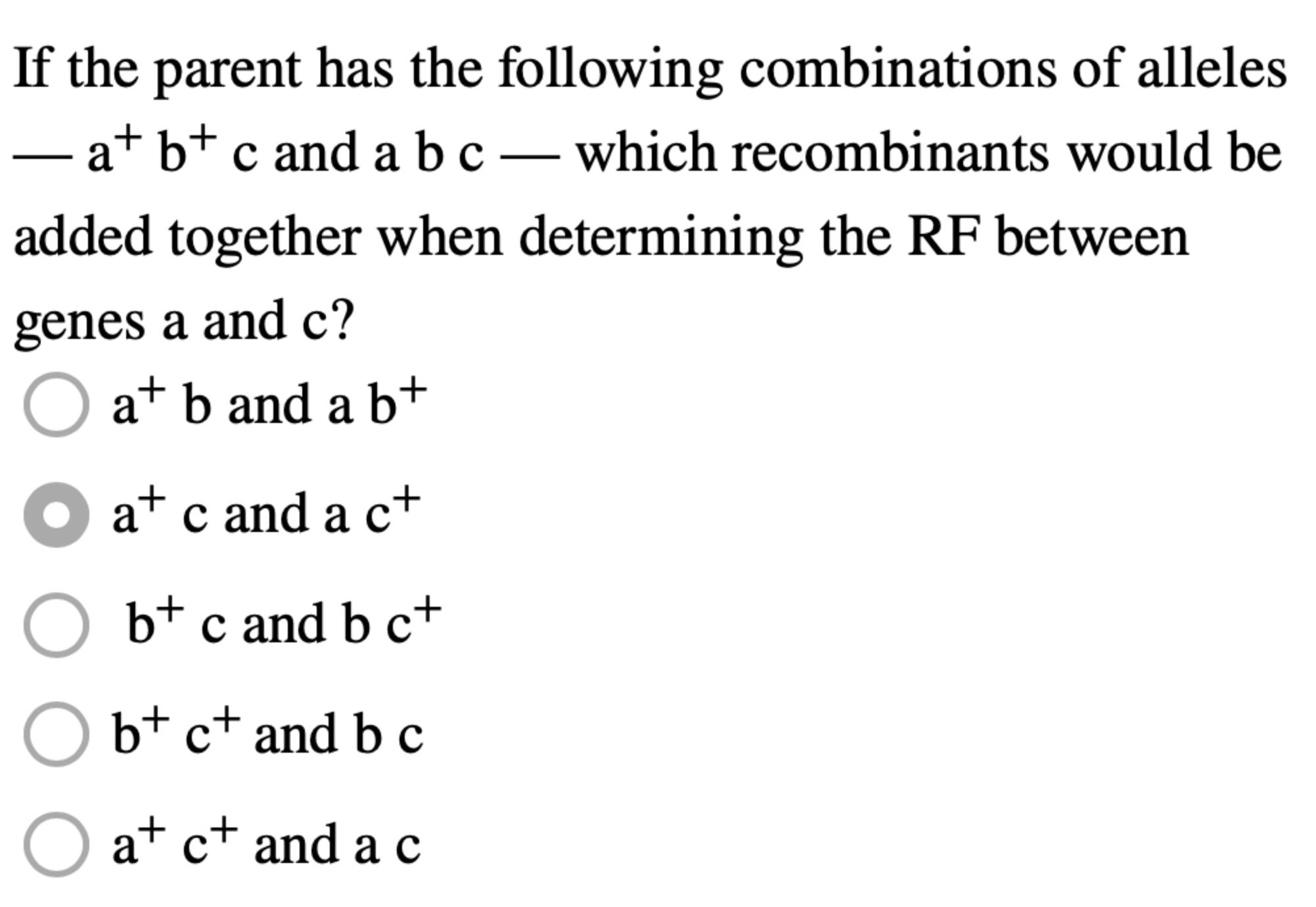 Solved If the parent has the following combinations of | Chegg.com