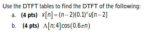 Solved Use the DTFT tables to find the DTFT of the | Chegg.com