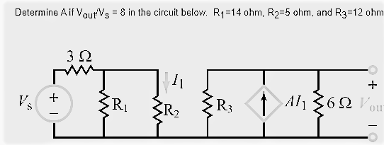 Solved Determine A if Vout Vs=8 in the circuit below. | Chegg.com