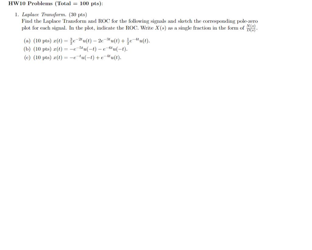 Solved HW10 Problems (Total = 100 pts): 1. Laplace | Chegg.com