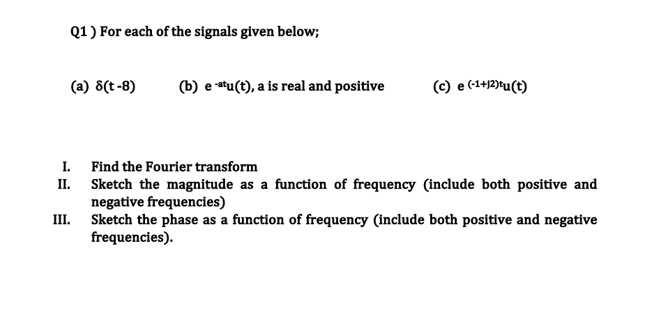 Solved Q1 ) For each of the signals given below; (a) δ(t−8) | Chegg.com