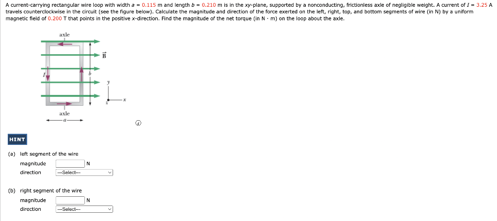 Solved A current-carrying rectangular wire loop with width | Chegg.com
