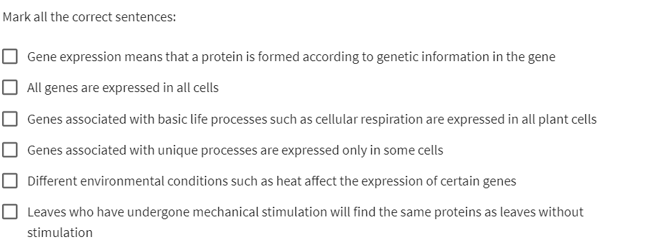 Solved Mark all the correct sentences: Gene expression means | Chegg.com