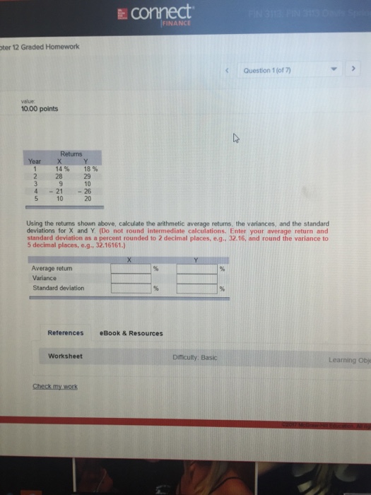 Solved Using the returns shown above, calculate the | Chegg.com