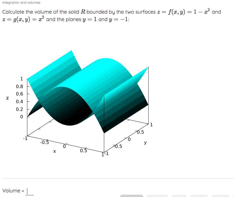 Solved Integration and volumes Calculate the volume of the | Chegg.com