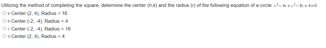 Solved Utilizing the method of completing the square, | Chegg.com