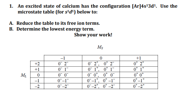 Solved 1. An excited state of calcium has the configuration | Chegg.com