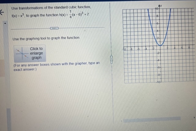 Solved Use transformations of the standard cubic function. | Chegg.com