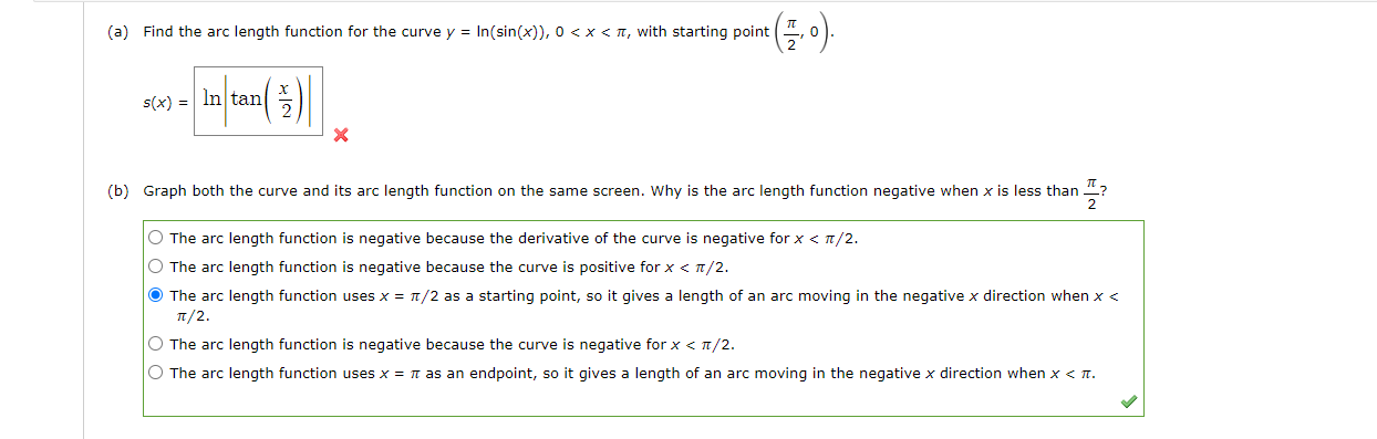 Solved A Find The Arc Length Function For The Curve 