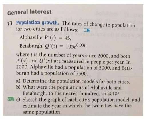 Solved General Interest 73. Population growth. The rates of | Chegg.com