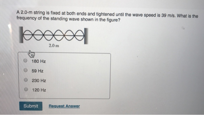 Solved 2.0-m string is fixed at both ends and tightened | Chegg.com