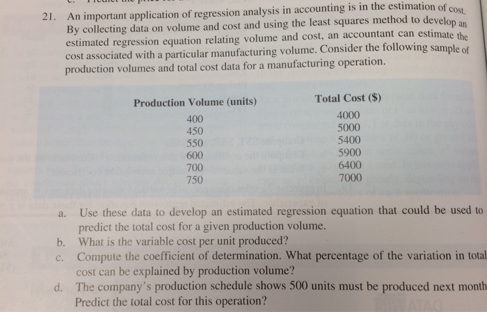 Solved An Important Application Of Regression Analysis In