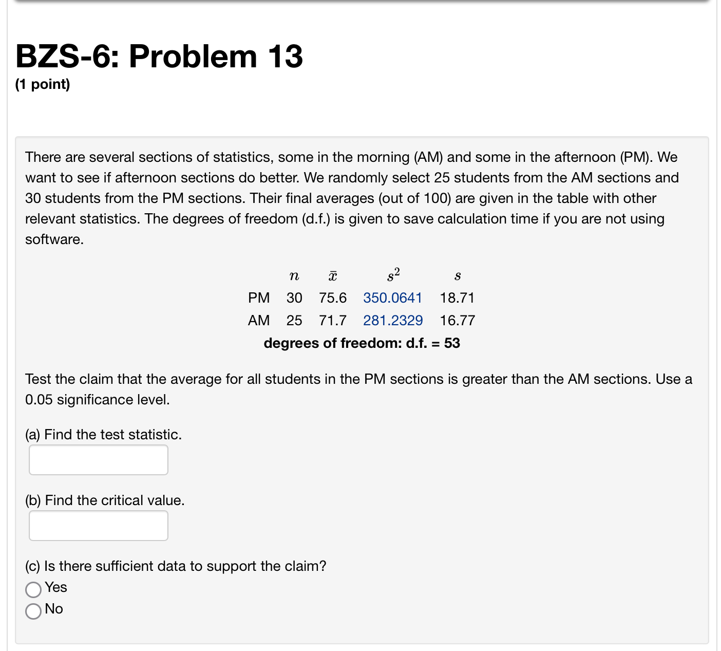 Solved There are several sections of statistics, some in the | Chegg.com