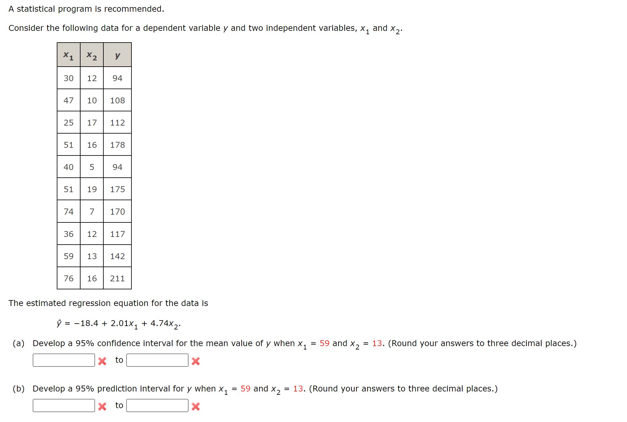 Solved A statistical program is recommended. Consider the | Chegg.com