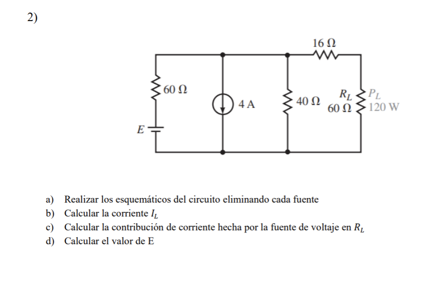 Solved 2) ﻿a) ﻿Realizar los esquemáticos del circuito | Chegg.com