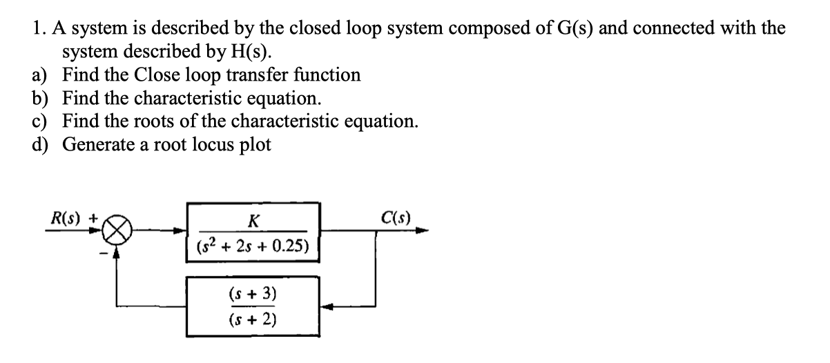 Solved 1. A system is described by the closed loop system | Chegg.com