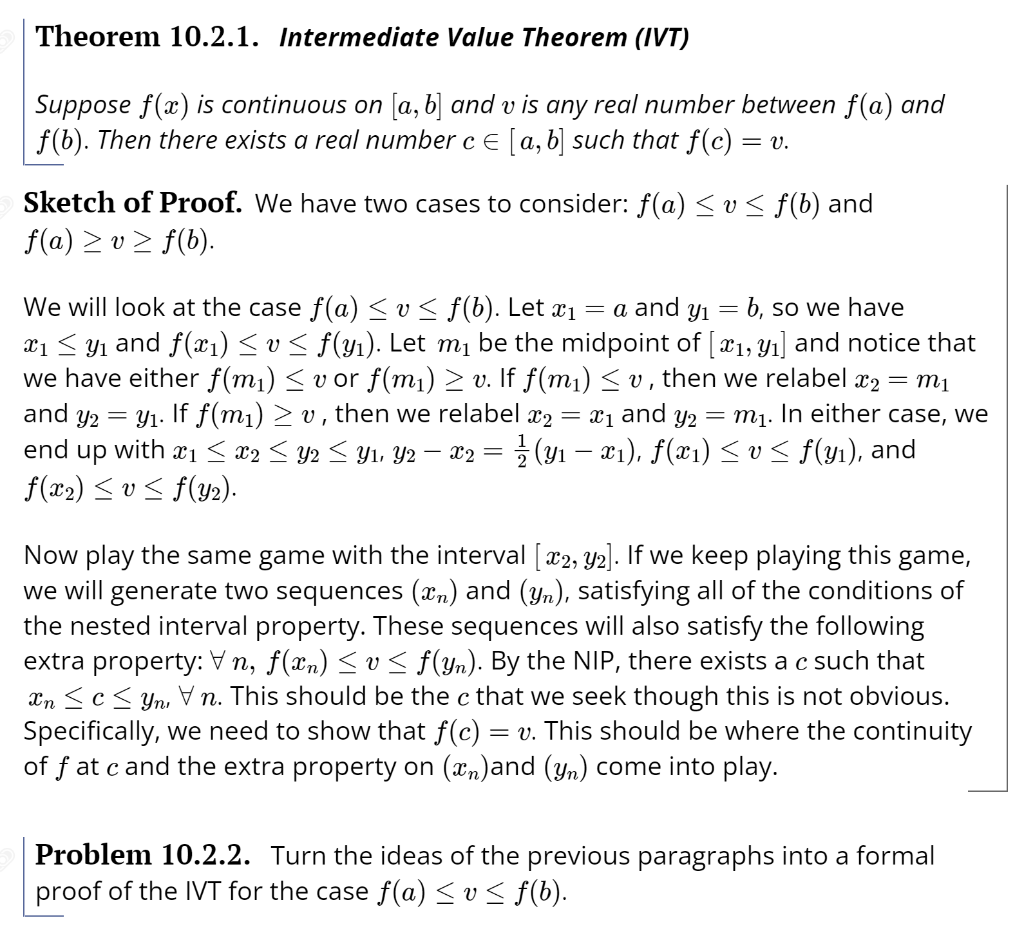 Solved Theorem 10.2.1. Intermediate Value Theorem (IVT) | Chegg.com