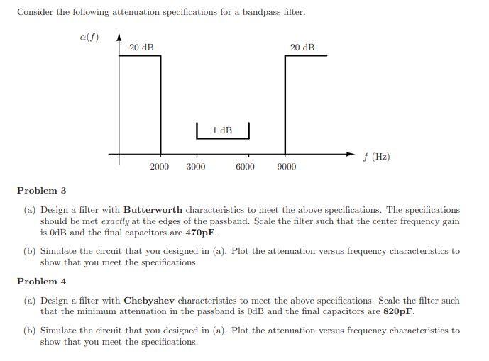 Consider the following attenuation specifications for | Chegg.com Consider the following attenuation specifications for | Chegg.com