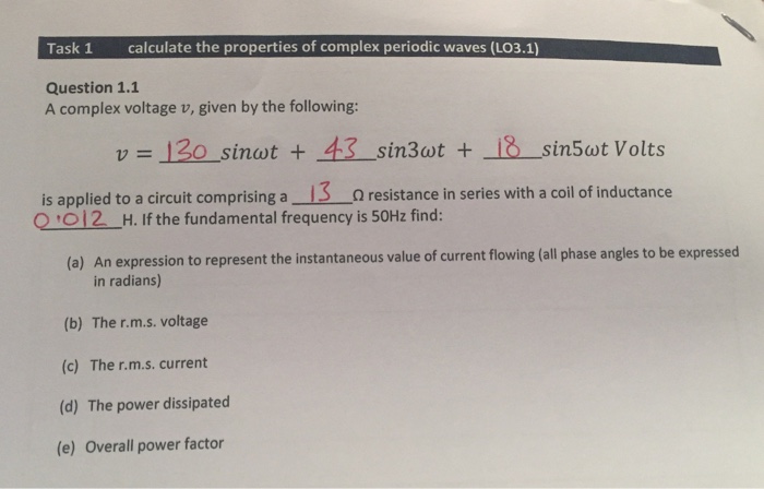 Solved A complex voltage v, given by the following: v = | Chegg.com