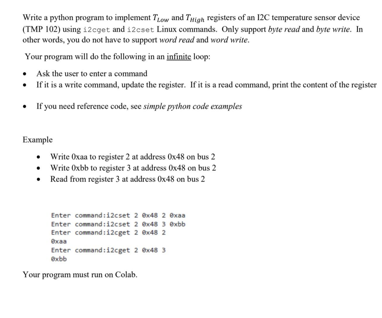 Write a python program to implement Tlow and Thigh | Chegg.com